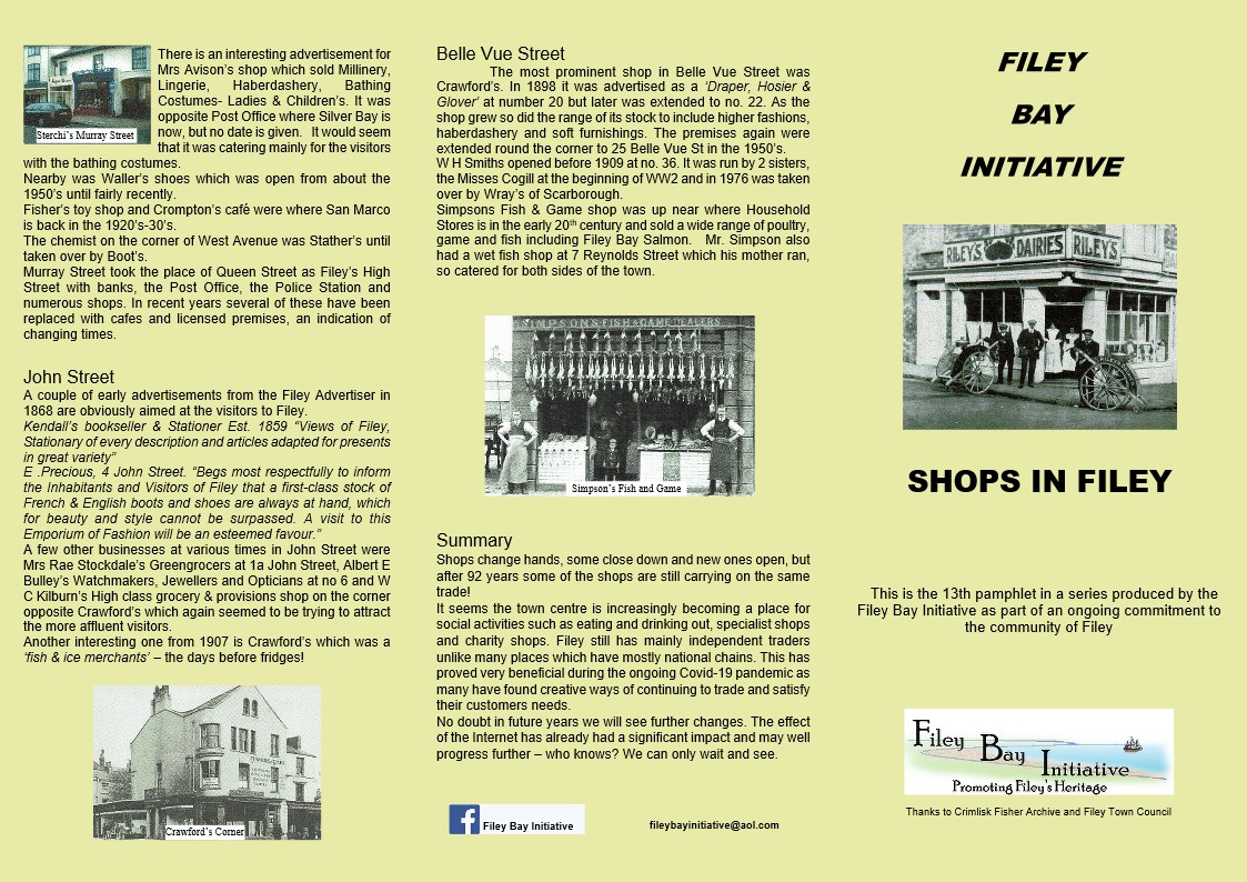 New Leaflet and Guide to Filey's Shopping Streets - Filey