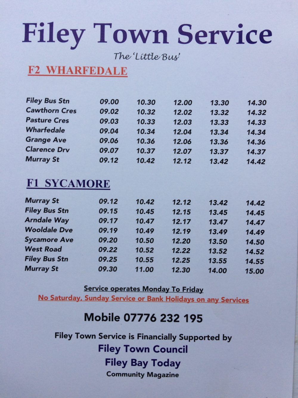 Filey Town Bus in Urgent Fund Raising Appeal - Filey